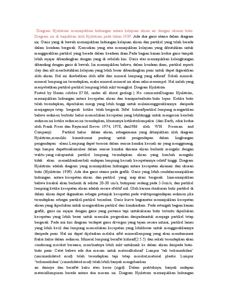 Diagram Hjulstrom: Kecepatan dan Ukuran Butir | PDF