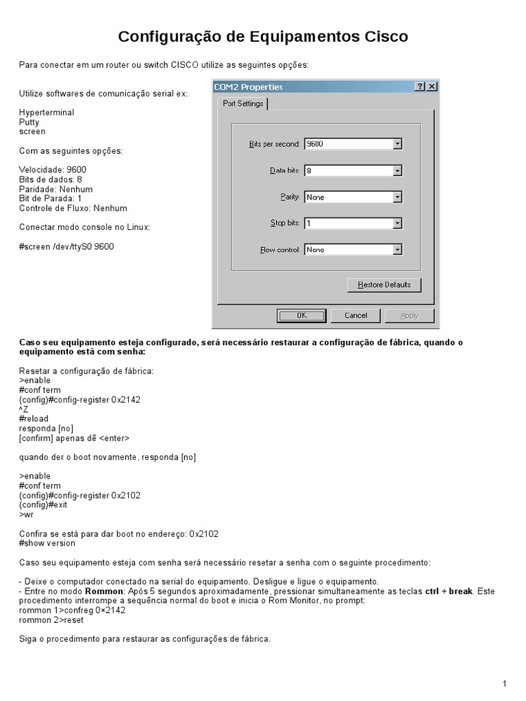 Comandos Basicos Cisco | Roteador (Computação) | Roteamento