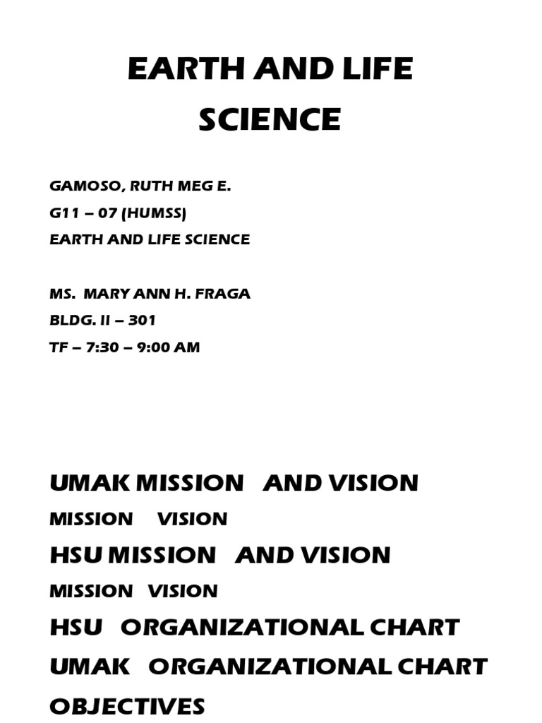 Gamoso, Ruth Meg E. G11 - 07 (HUMSS) Earth and Life Science | PDF