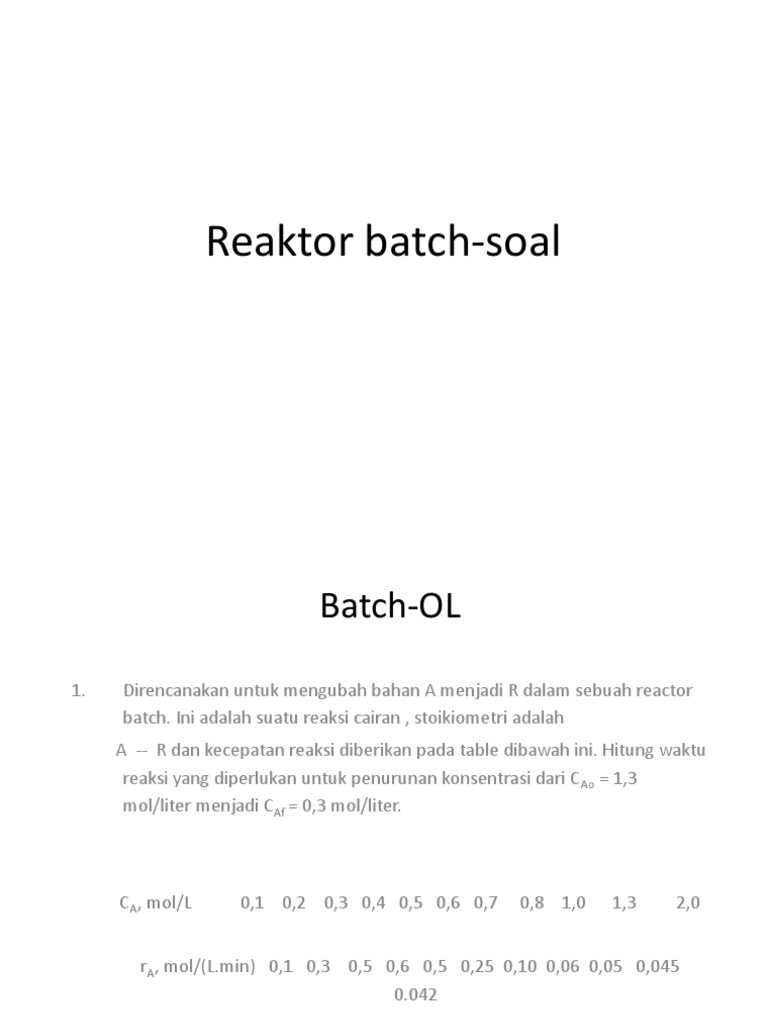 Reaktor Batch Soal | PDF