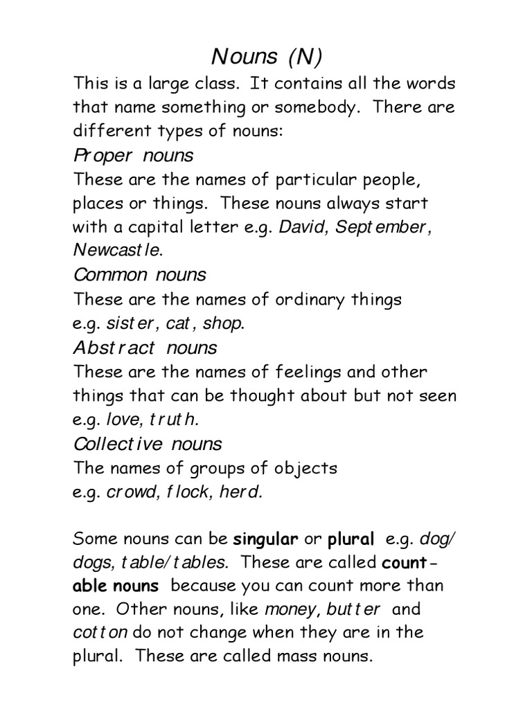 Word Classes | PDF | Noun | Verb