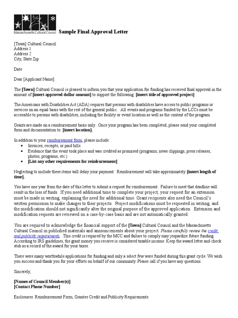 Final Approval Letter | Invoice | Payments