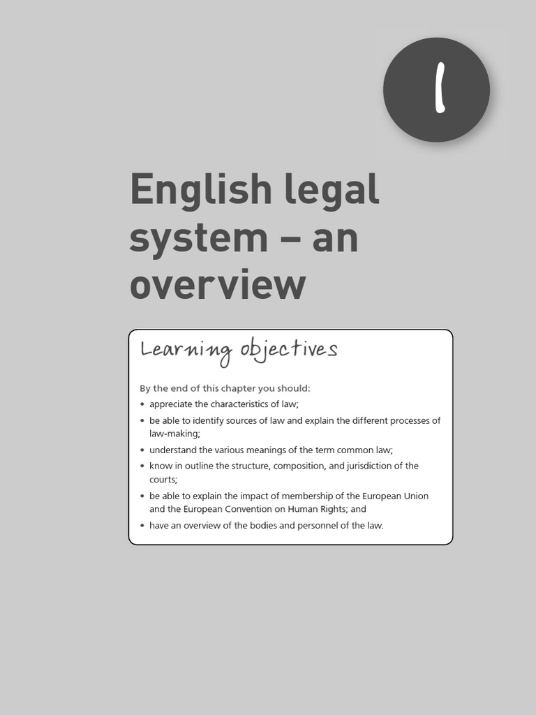 English Legal System - An: Learning Objectives | PDF | Equity (Law ...