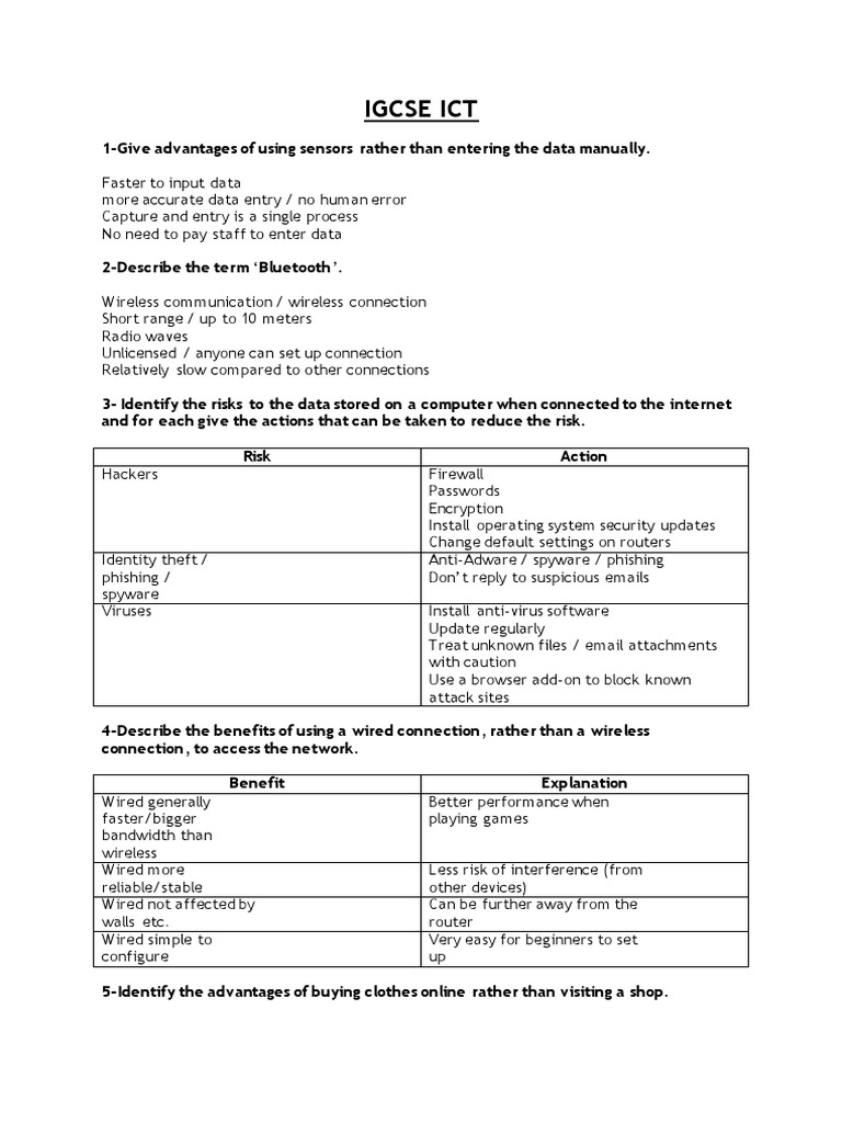 Edexcel Igcse Ict Yearwise Question And Answers Pdf Printer Computing Computer Monitor