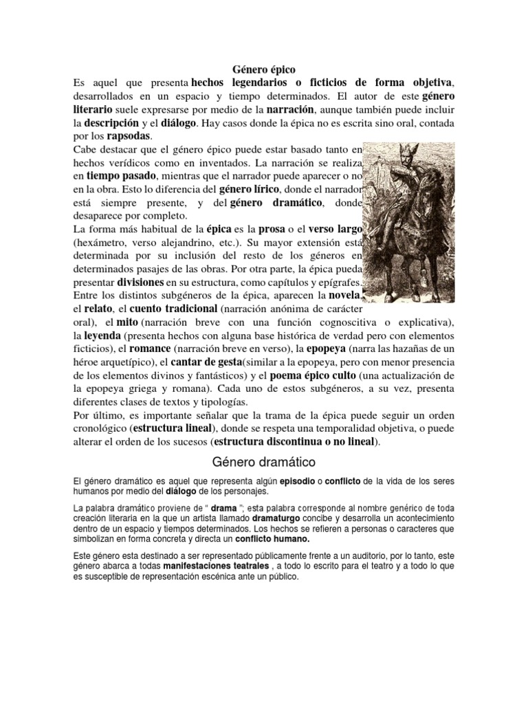 Origen y características del género épico | PDF | Poesía épica | Teatro