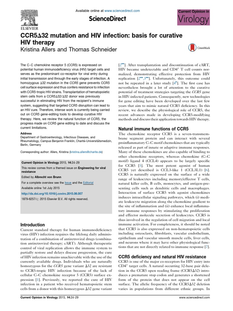 Artículo CCR5-32 Mutation and HIV Infection. Basis For Curative HIV ...