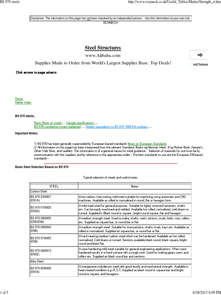 Overview of BS 970 Steel Standards | PDF | Heat Treating | Steel