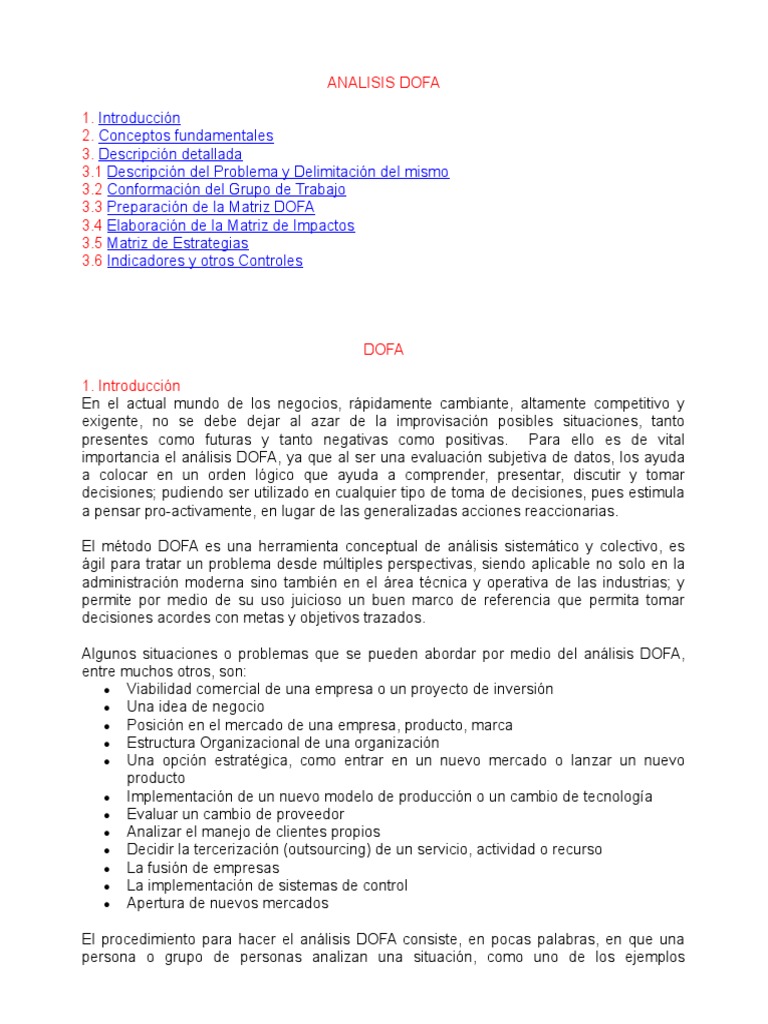 Amenazas en el Análisis DOFA | PDF | Análisis FODA | Toma de decisiones