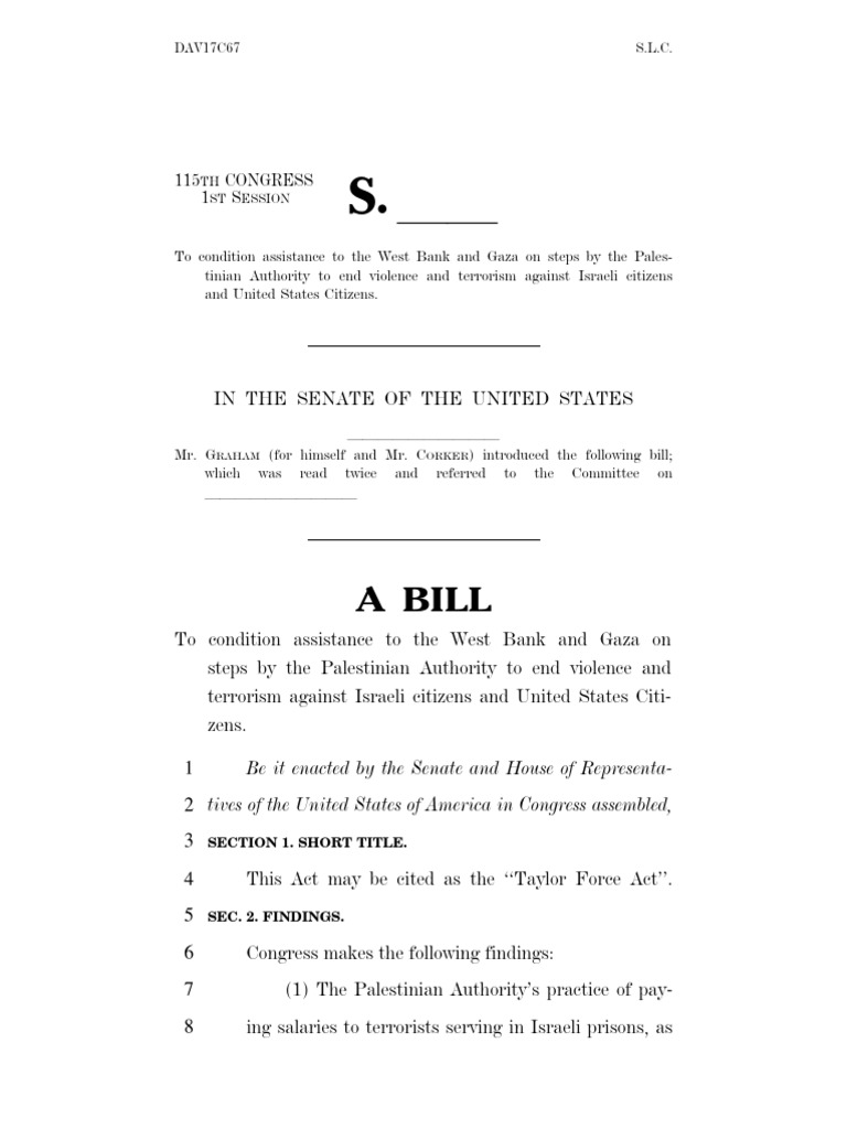 S. Taylor Force Act | Download Free PDF | Palestinian National ...