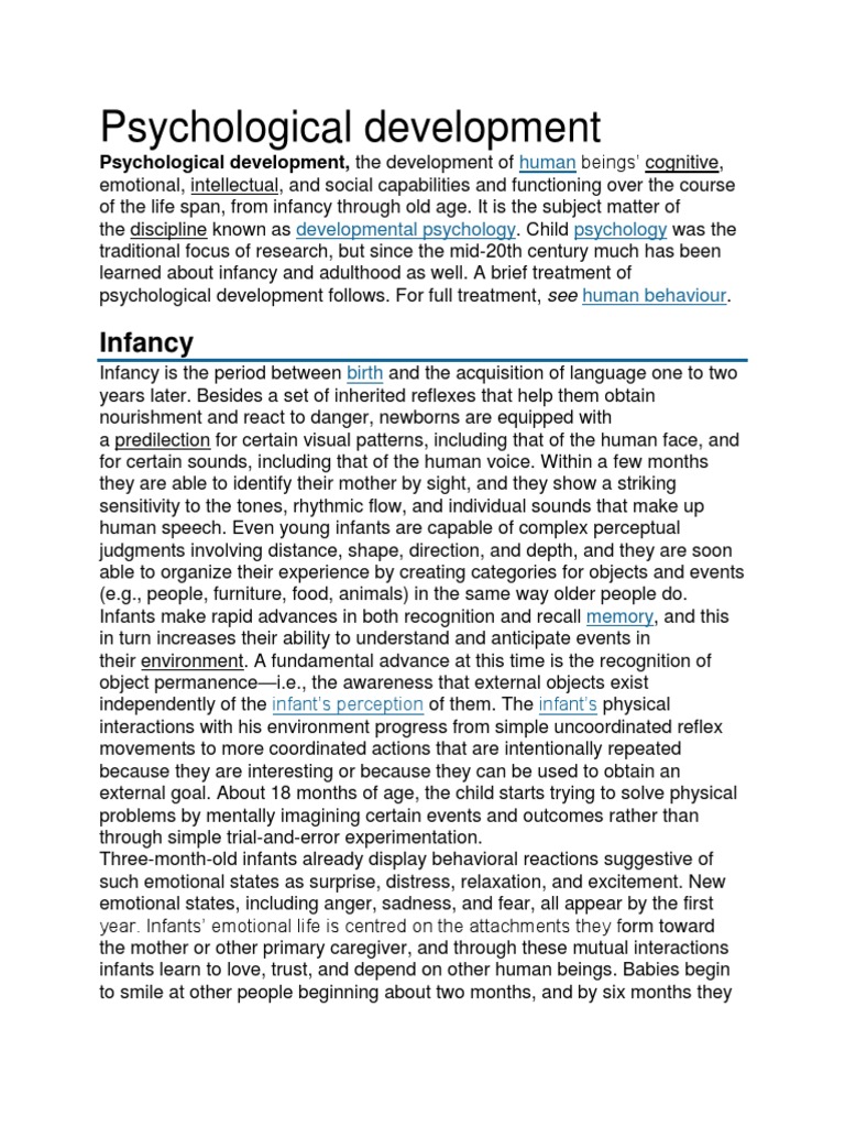 Psychological Development | PDF | Developmental Psychology | Adolescence
