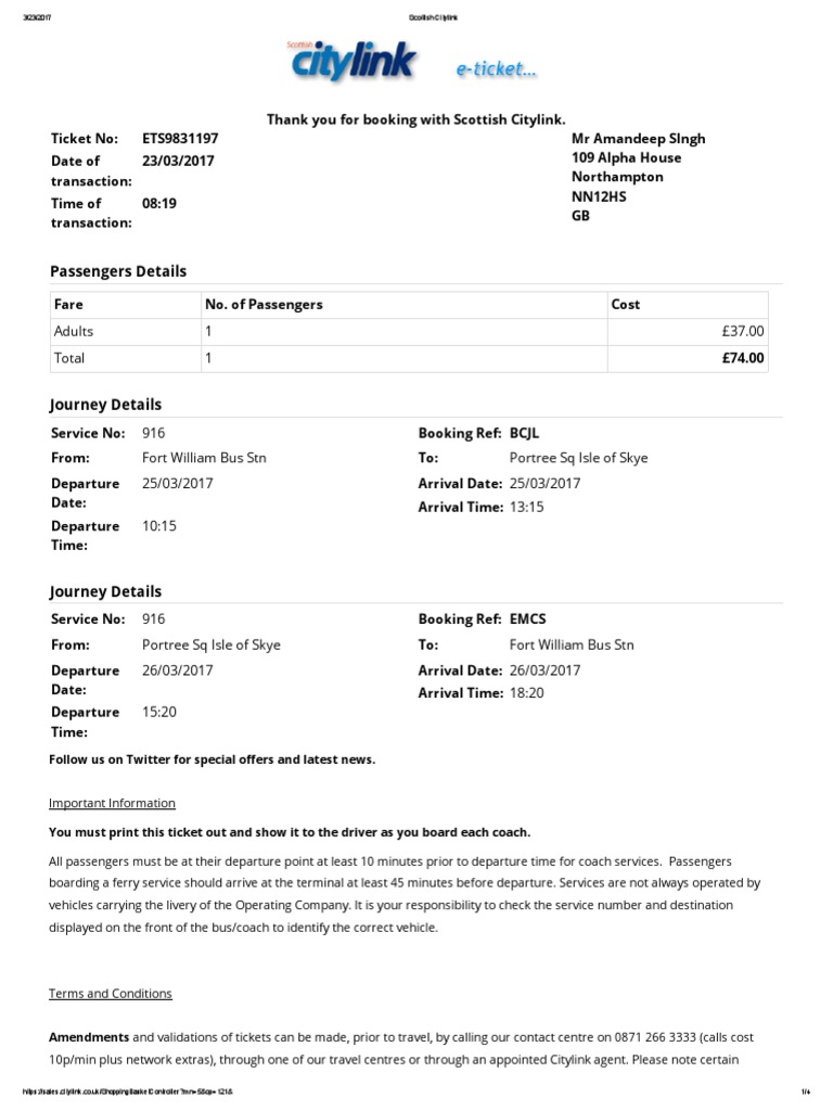 Scottish Citylink | Download Free PDF | Ticket (Admission) | Baggage