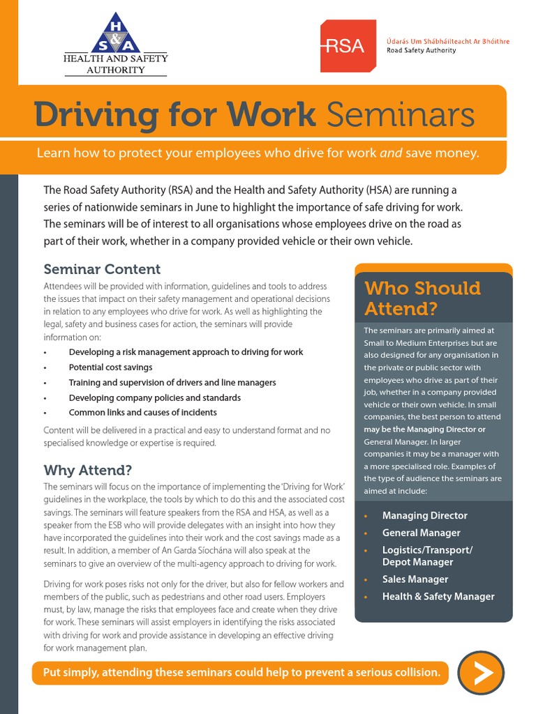Driving For Work Seminars: Who Should Attend? | PDF | Road Traffic ...