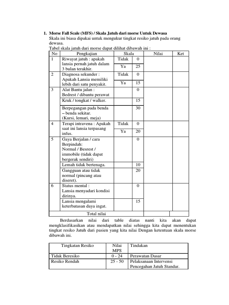 Morse Fall Scale | PDF