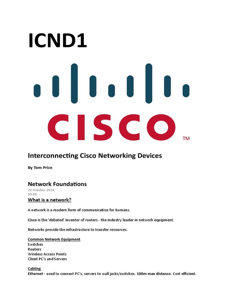 ICND1 Cisco Study Notes | PDF | Transmission Control Protocol ...