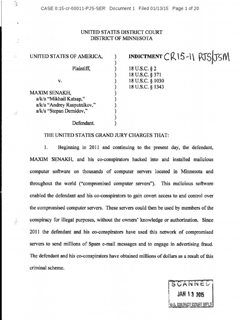 U.S. Charges Maxim Senakh in Cyber Fraud | PDF | Computer Security ...