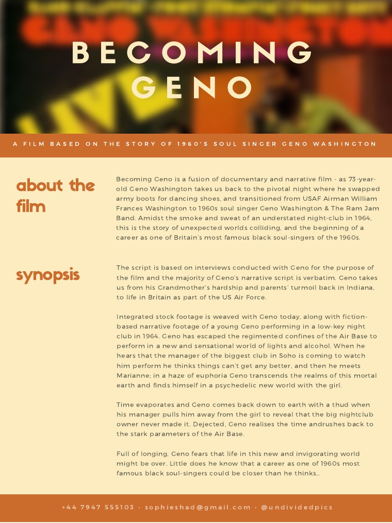 Becoming Geno Info Pack | PDF | Entertainment | Leisure