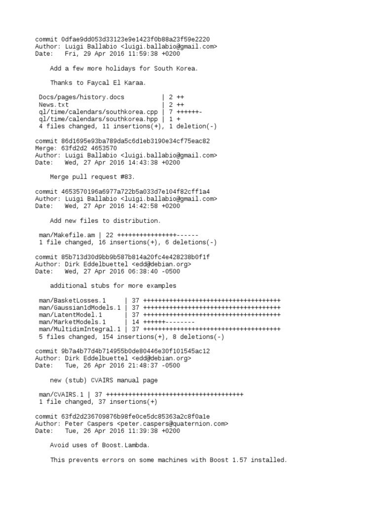 ChangeLog.txt | Computer Programming | Software Engineering