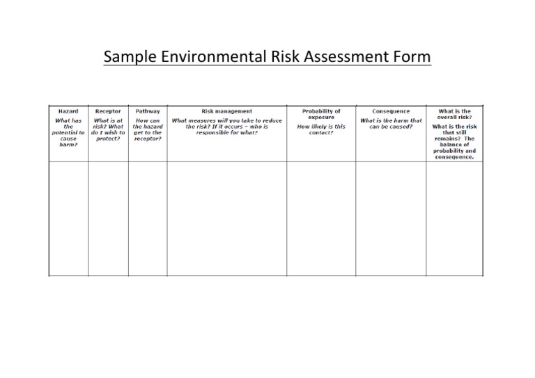 Environmental Risk Assessment Sample | PDF