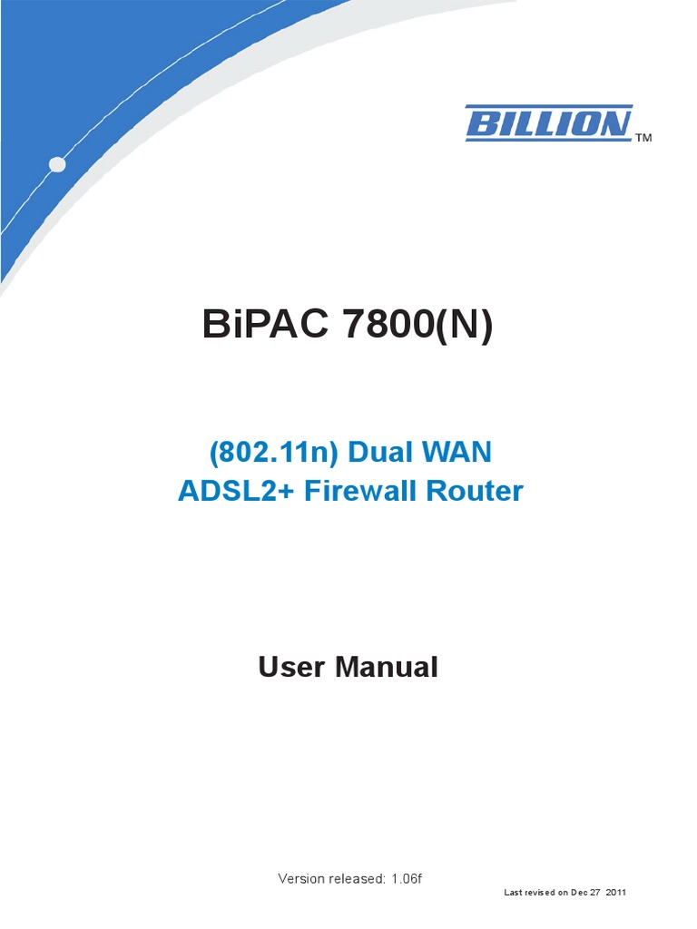 7800N 1.06f UM1.44 | PDF | Ip Address | I Pv6
