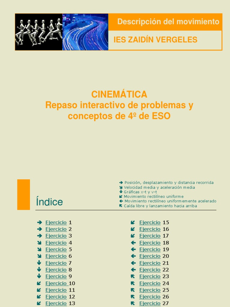 Repaso Cinemática Con Ejercicios | PDF | Aceleración | Velocidad