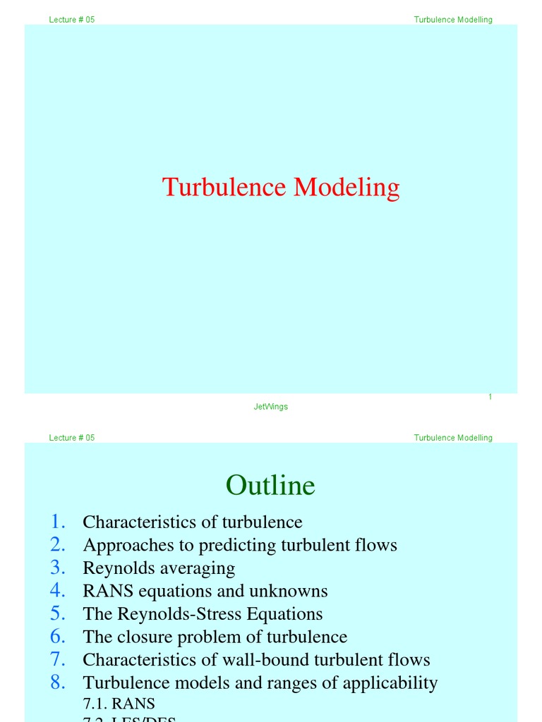 Lecture 05 Turbulence Modelling Pdf Turbulence Computational