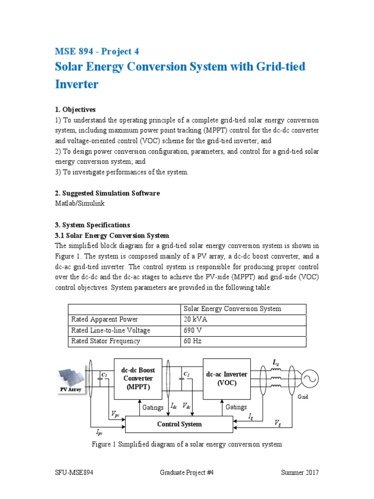 Solar Energy Conversion System With Grid-Tied Inverter | PDF | Power ...