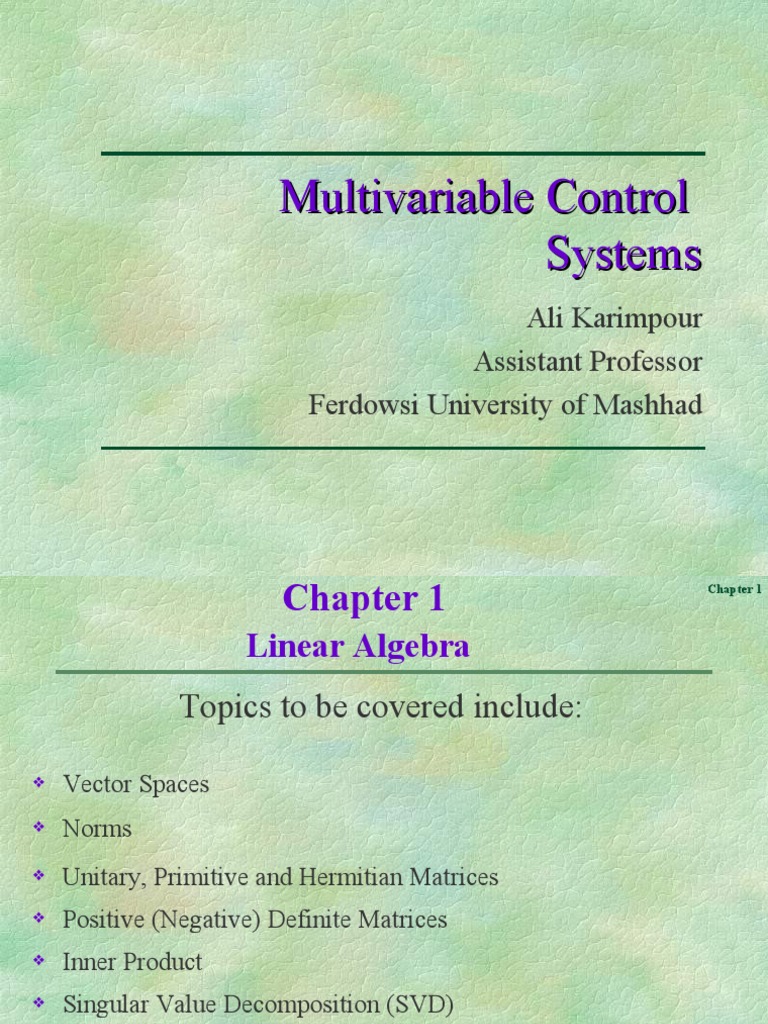 Multivariable Control Systems | PDF | Matrix (Mathematics) | Vector Space