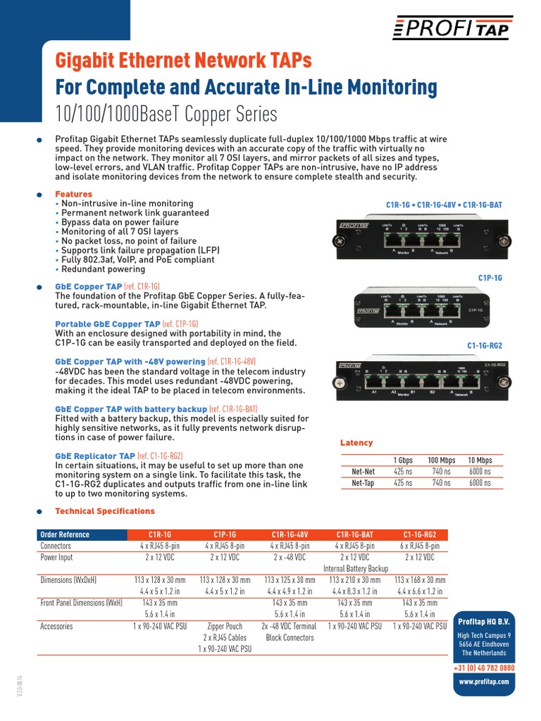 Gigabit Copper TAPs Datasheet | PDF | Telecommunications | Data ...