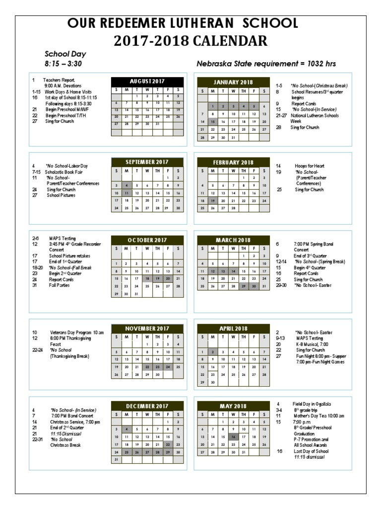 2017-2018 School Calendar 1 | PDF