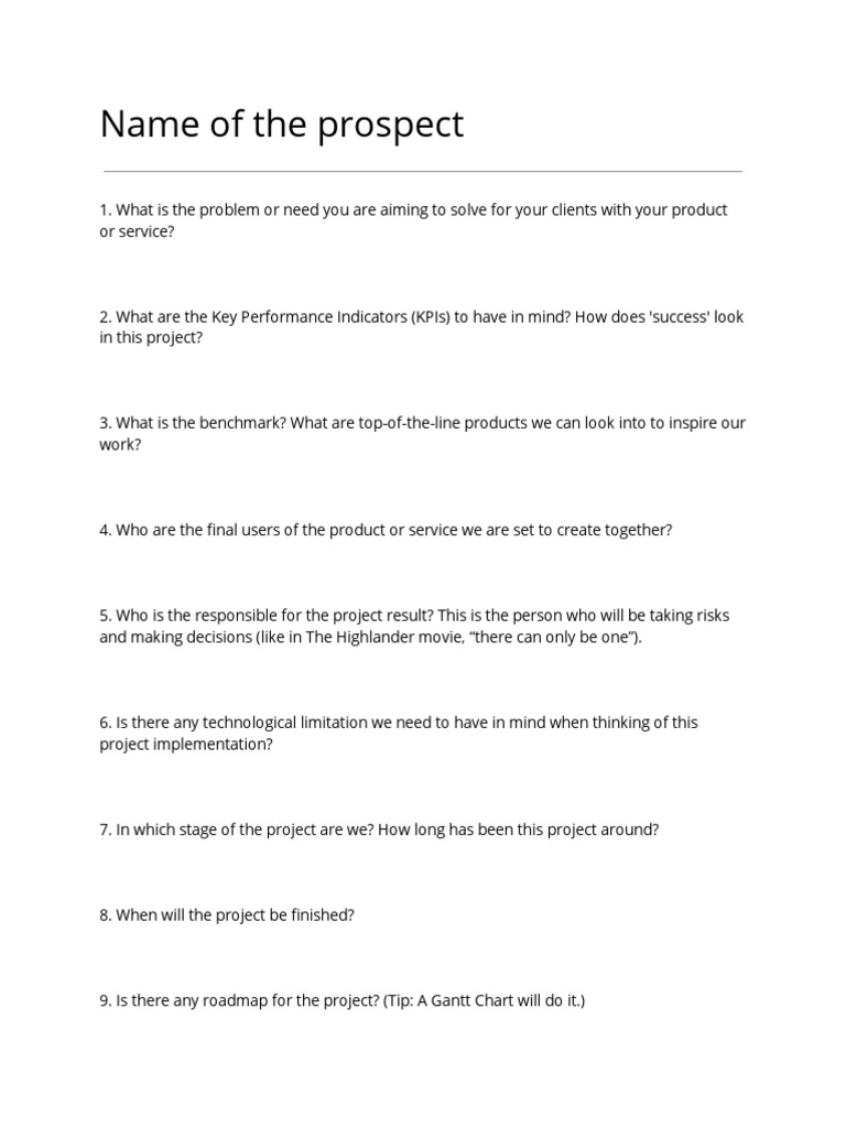 Ux Questionnaire Template | PDF