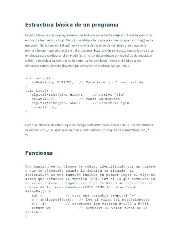Estructura Básica de Un Programa | PDF | Arduino | Tipo de datos