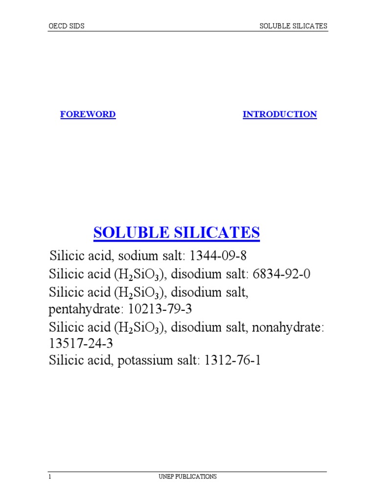 Soluble Silicates | PDF | Silicon Dioxide | Solubility