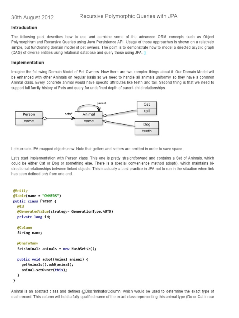 Consultas Recursivas Polimórficas en JPA | PDF | Relational Database | Object (Computer Science)