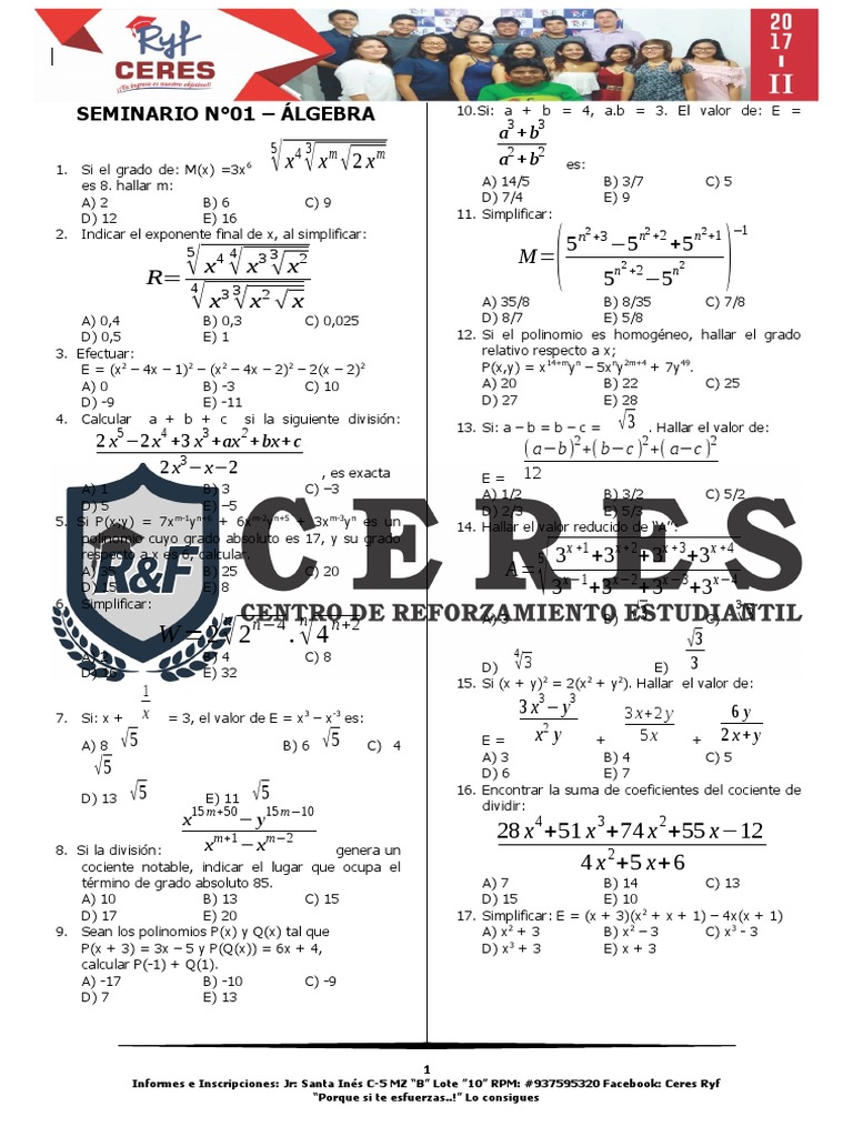 Algebra | PDF | Aritmética | Objetos matemáticos