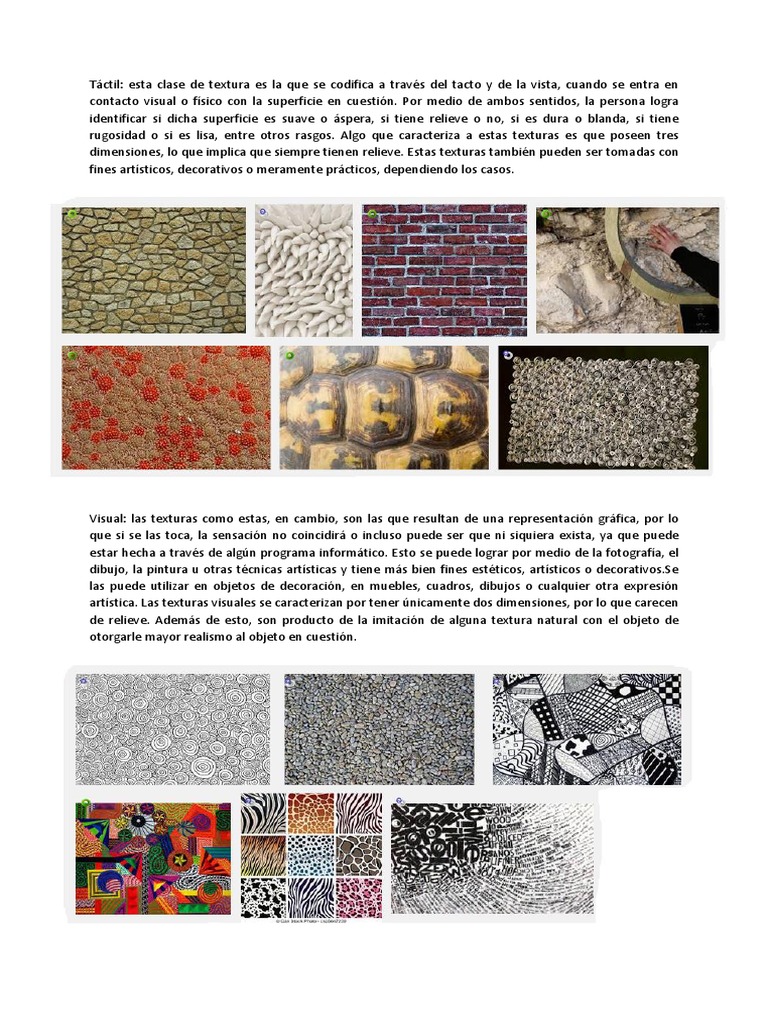 Tipos de Texturas: Táctiles y Visuales | PDF