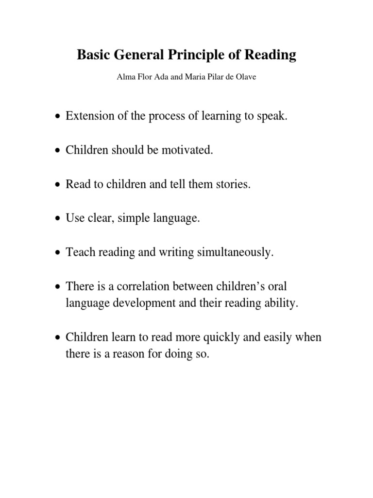 Basic General Principle of Reading PDF | PDF