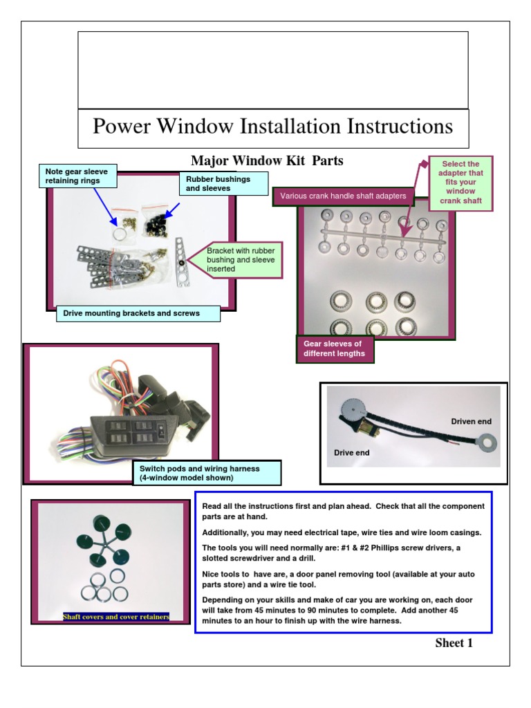 Power Window Installation Manual | PDF | Electrical Connector ...