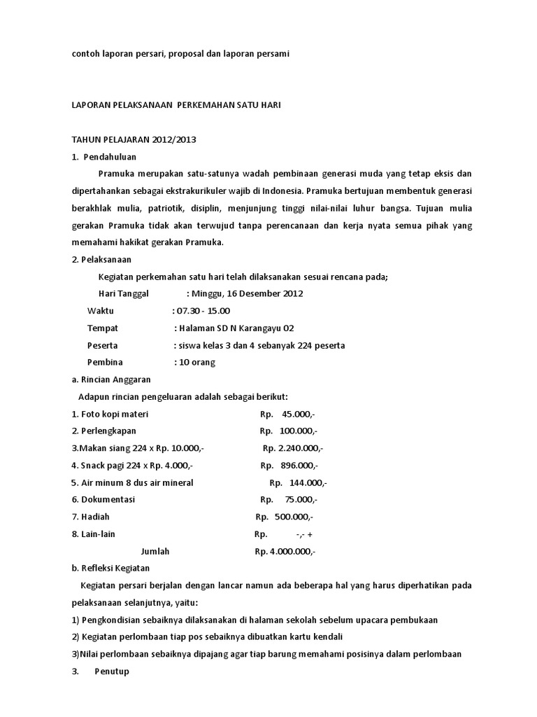 Contoh Laporan Persari | PDF