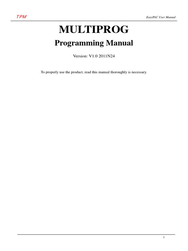 Multiprog Programming Manual 1.0 | PDF | Installation (Computer Programs) | Electrical Connector