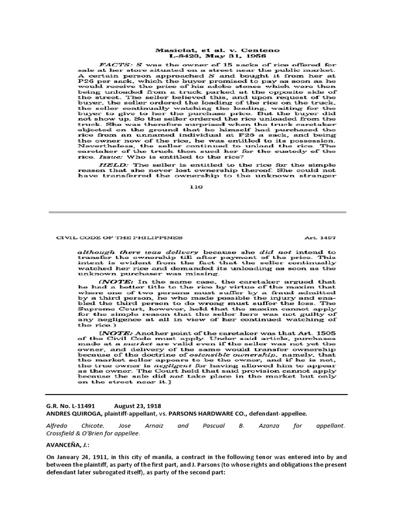 Full Text Cases Sales | PDF | Offer And Acceptance | Consideration