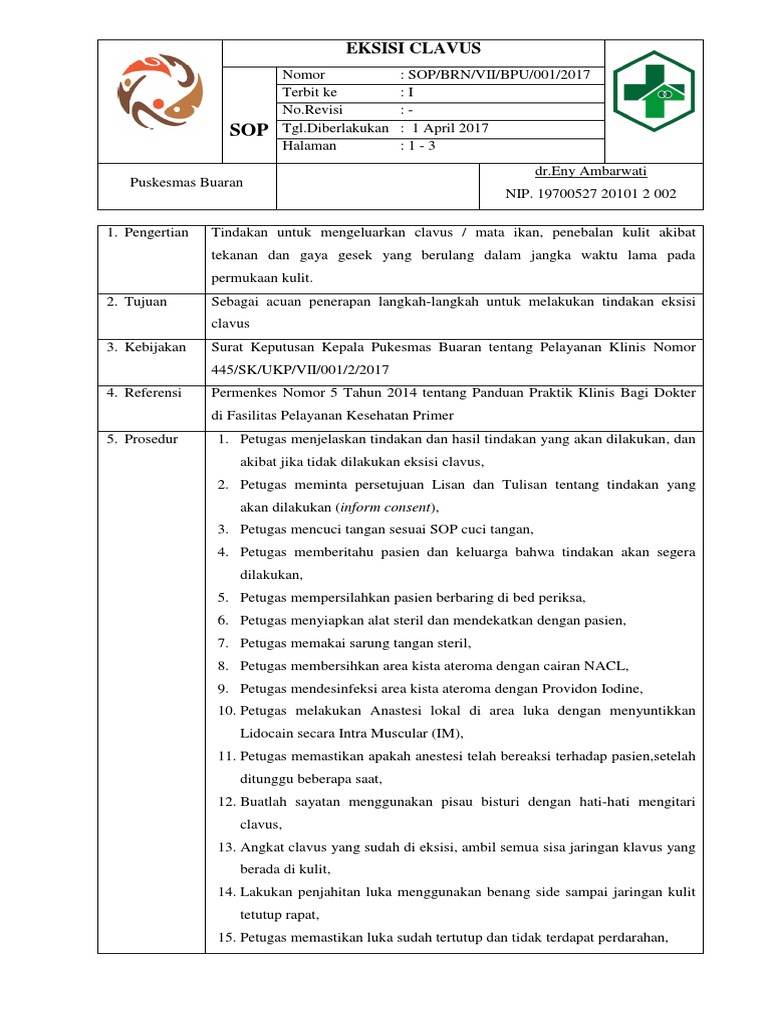 SOP Eksisi Clavus | PDF