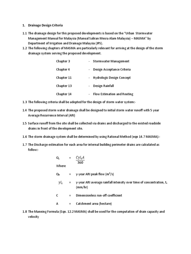 Drainage Design Criteria | PDF | Sanitary Sewer | Stormwater