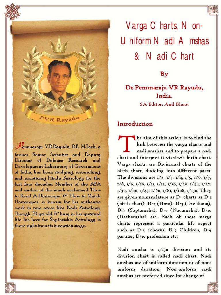 Varga Charts, Non-Uniform Nadi Amshas & Nadi Chart: by DR - Pemmaraju ...