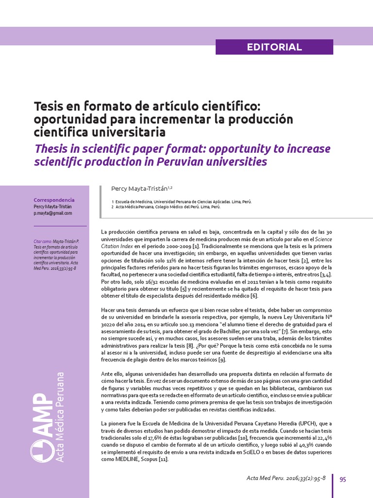 Tesis en Formato de Artículo Científico | Perú | Universidad | Prueba ...