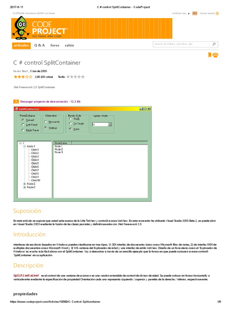 C # Control SplitContainer - CodeProject PDF | PDF | C Sharp (lenguaje de programación) | Microsoft