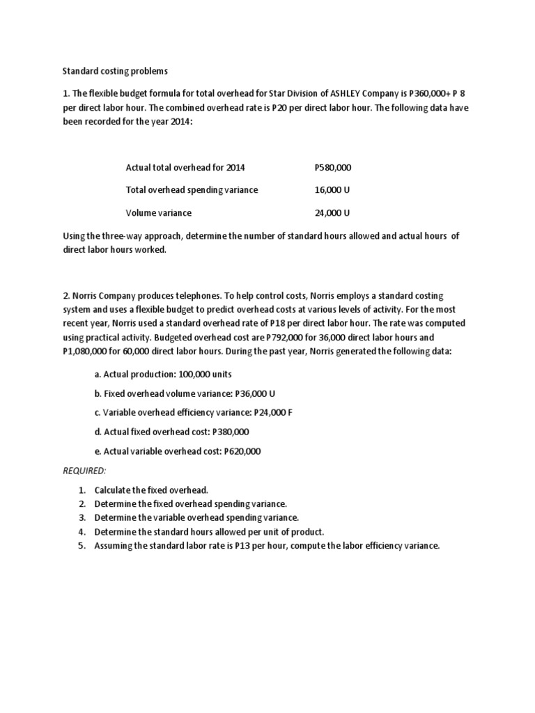 Standard Costing Problems 3 1 | PDF
