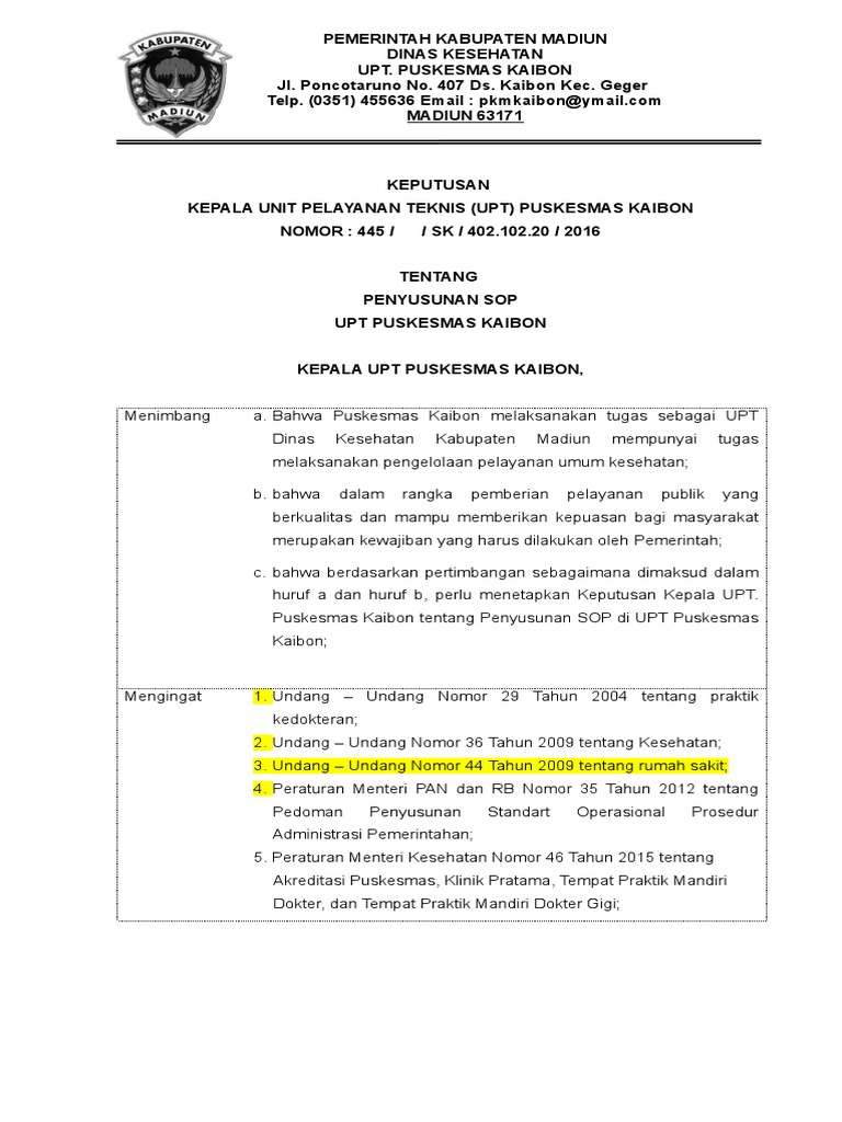 SK Penyusunan Sop | PDF