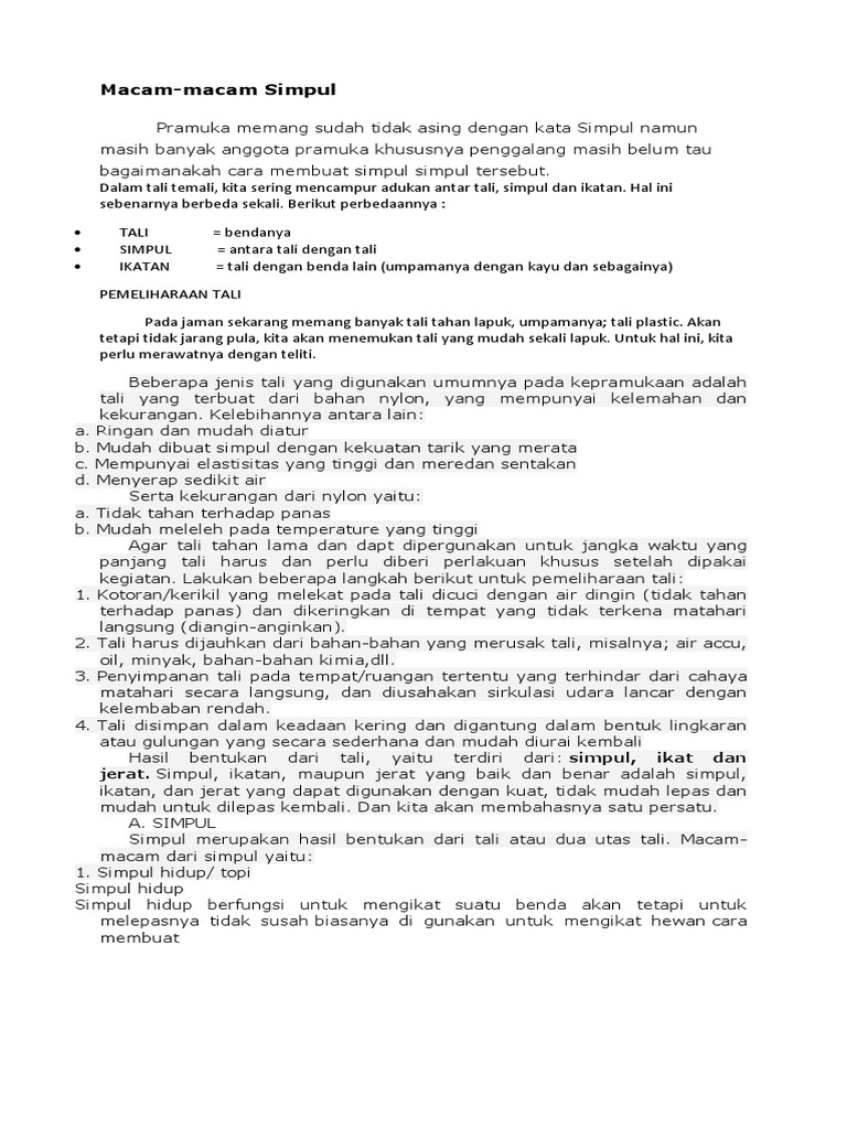 Macam Tali Dan Simpul | PDF