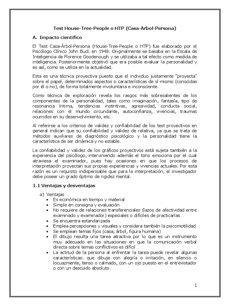 Tarea 5 - Test HTP | PDF | Sicología | Dibujo