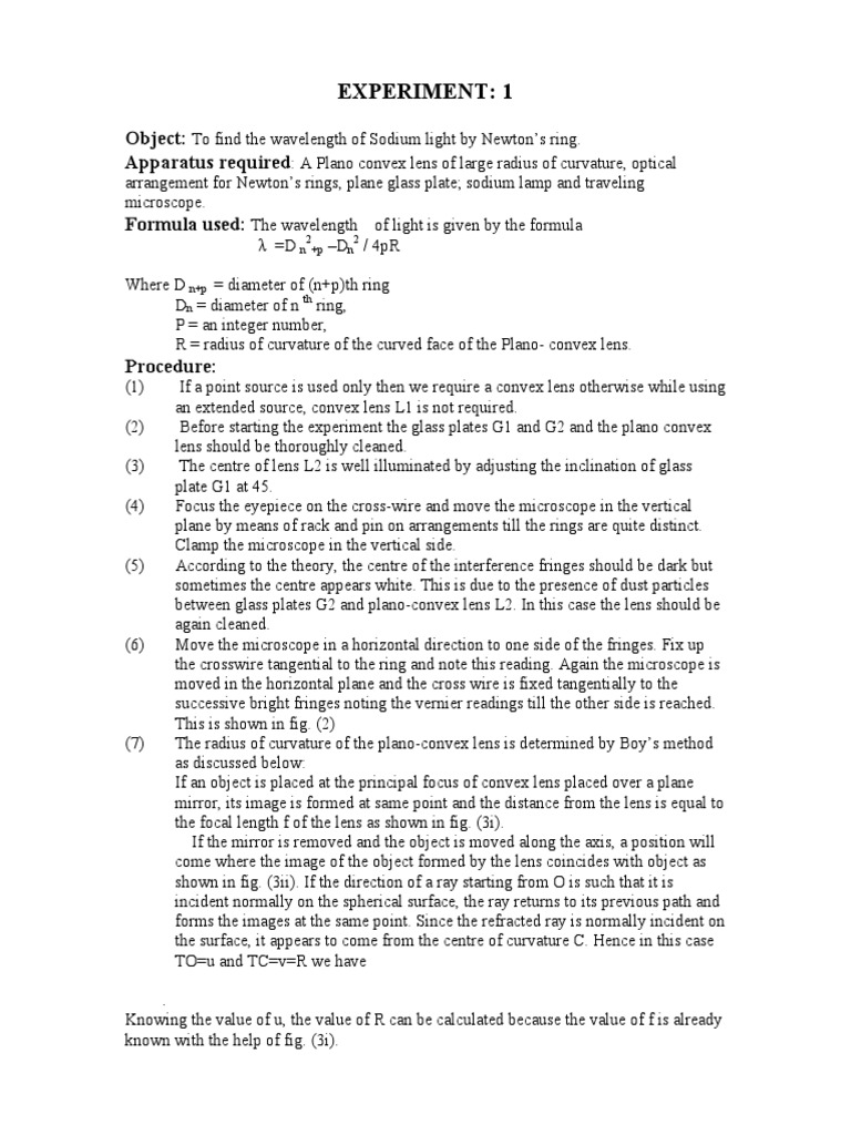 Determining the Wavelength of Sodium Light Using Newton's Rings ...